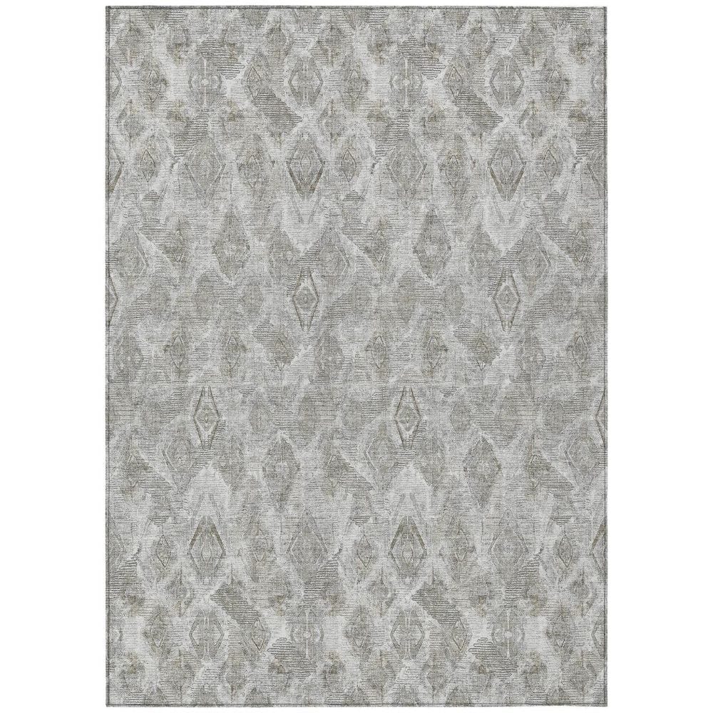 HomeRoots Silver, Gray, Pewter 5 ft. x 8 ft. Woven Geometric Polyester ...