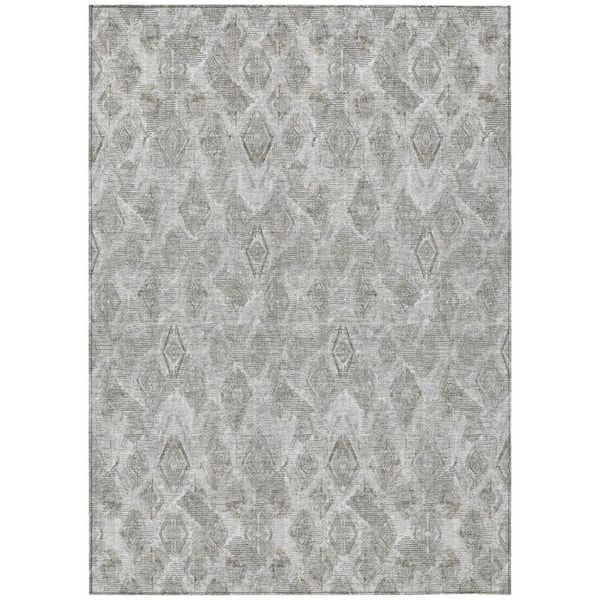 HomeRoots Silver, Gray, Pewter 5 ft. x 8 ft. Woven Geometric Polyester ...