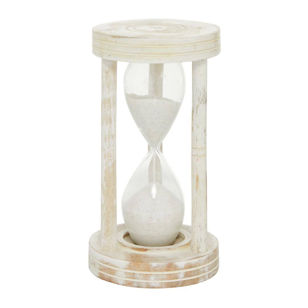 Litton Lane White Wood Farmhouse Cottage Timer 46766 - The Home Depot