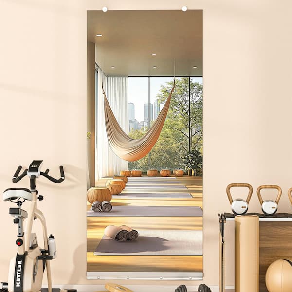 Vosuja 28 in. W x 63 in. H Rectangle Frameless Wall-Mounted HD Home Gym ...