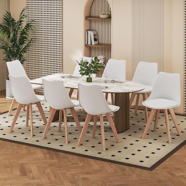 VECELO Modern Dining Chairs (Set of 8) Mid Century Padded Seat Side ...