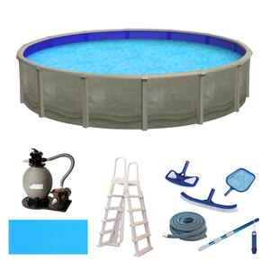 Blue Wave Trinity 24 ft. Round 52 in. Deep Steel Wall Pool Package with ...