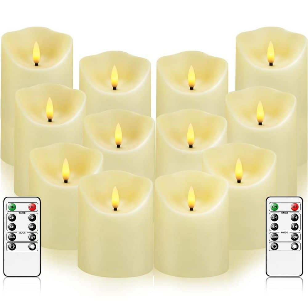 Ivory Flameless Votive Candles with Remote and Timer-(Set of 12 ...