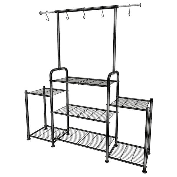 FIROMO 3-Tier Outdoor Garden Garage Iron Storage Shelf Shelves ...
