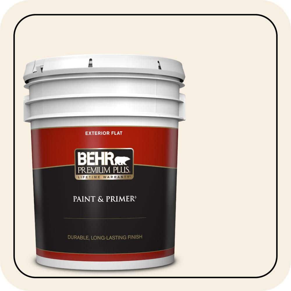 BEHR PREMIUM PLUS 5 gal. #ECC-50-2 Rustic Cream Flat Exterior Paint ...