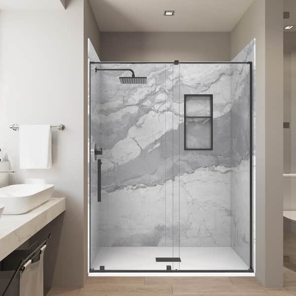 CASTICO Italian Ice 32in. x 60in. x 84in. Solid Composite Stone Alcove ...