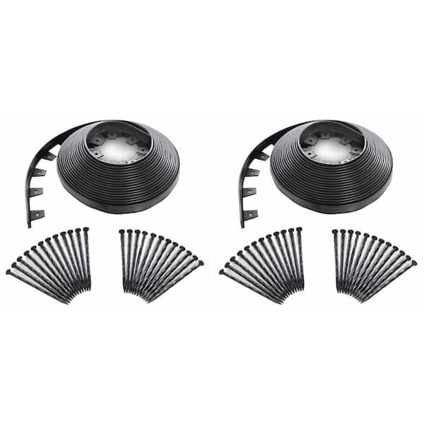 Vigoro 60 ft. Black No-Dig Plastic Landscape Edging Kit (2-Pack) 3001 ...