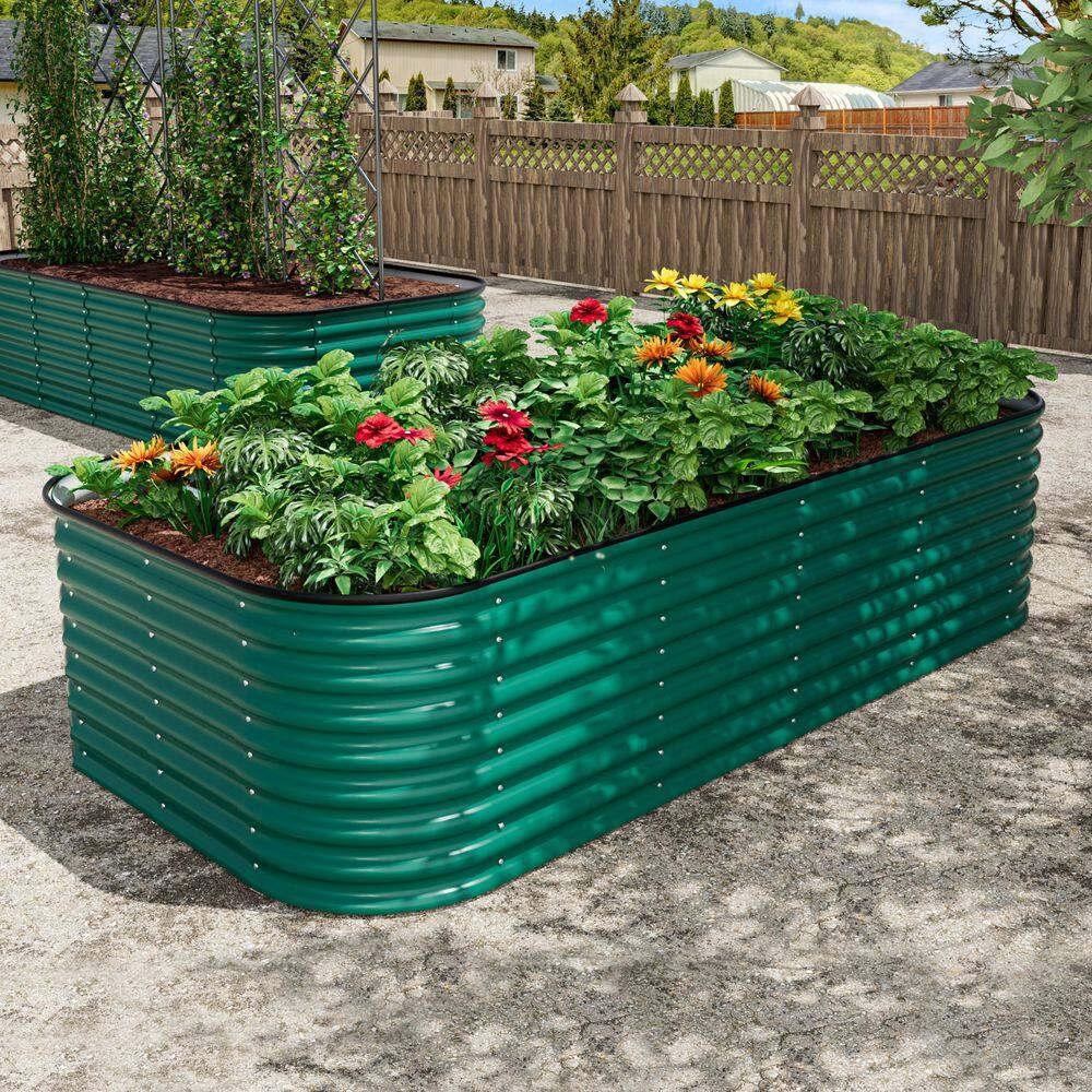 VEIKOUS 8 ft. x 4 ft. x 2 ft. Galvanized Steel Raised Garden Bed ...