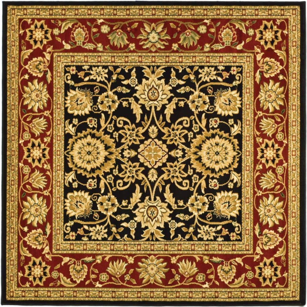 SAFAVIEH Lyndhurst Black/Red 6 ft. x 6 ft. Square Border Area Rug ...
