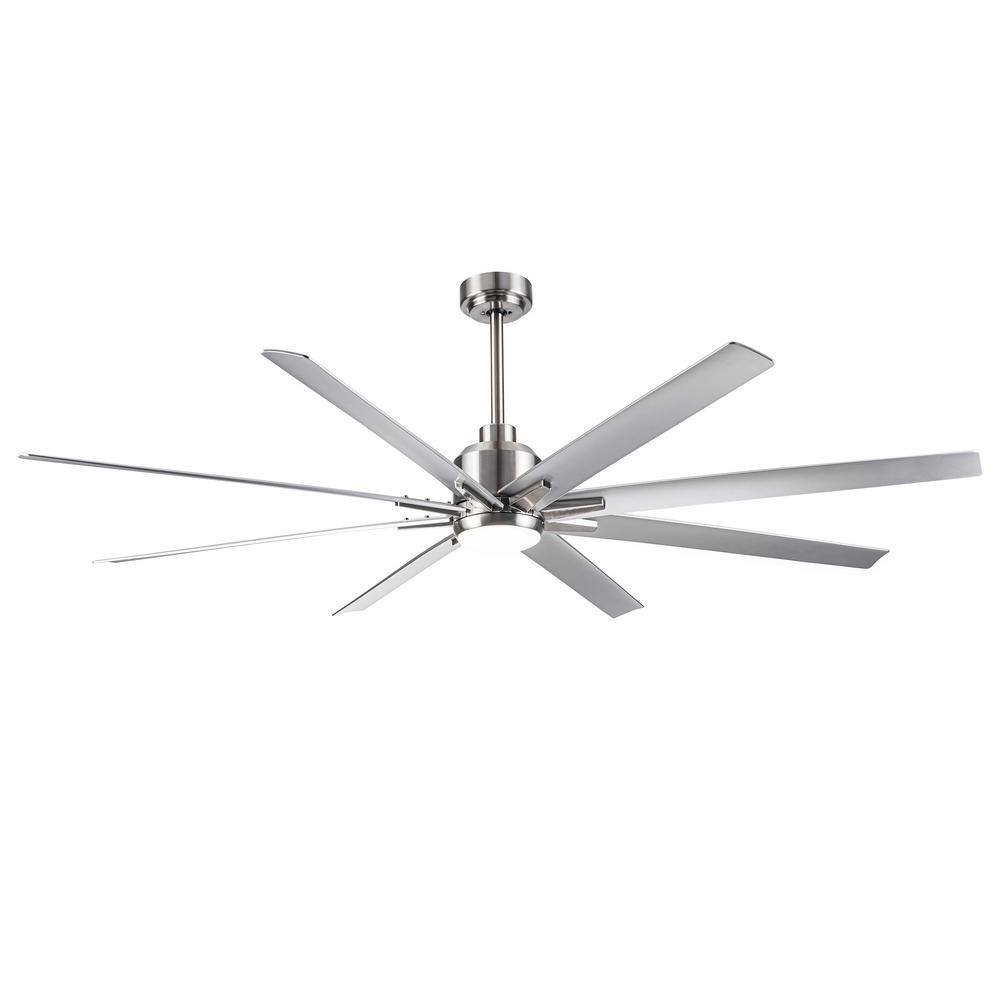 PUDO 72 in. Integrated LED Indoor Indoor Sliver Lighting Ceiling Fan ...