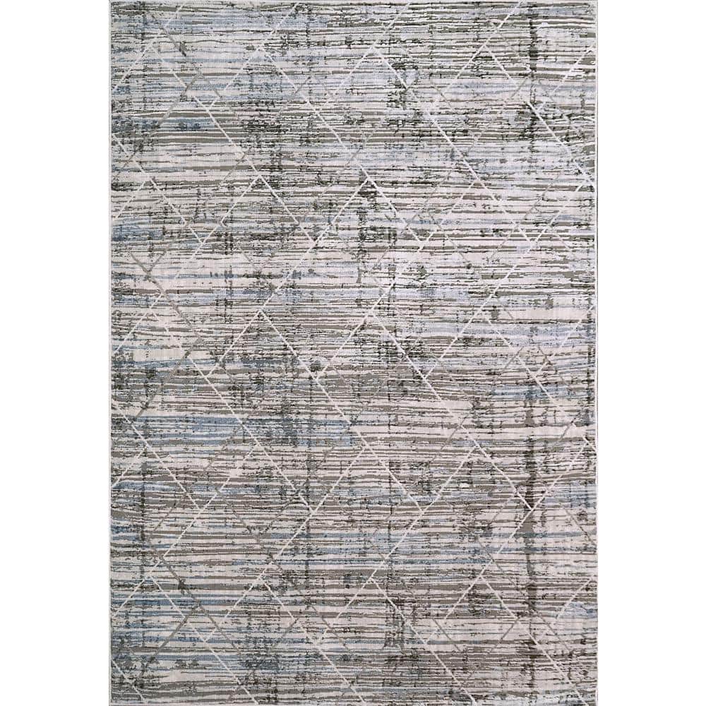 Dynamic Rugs Harlow 3 ft. 11 in. X 5 ft. 3 in. Grey/Blue Geometric ...