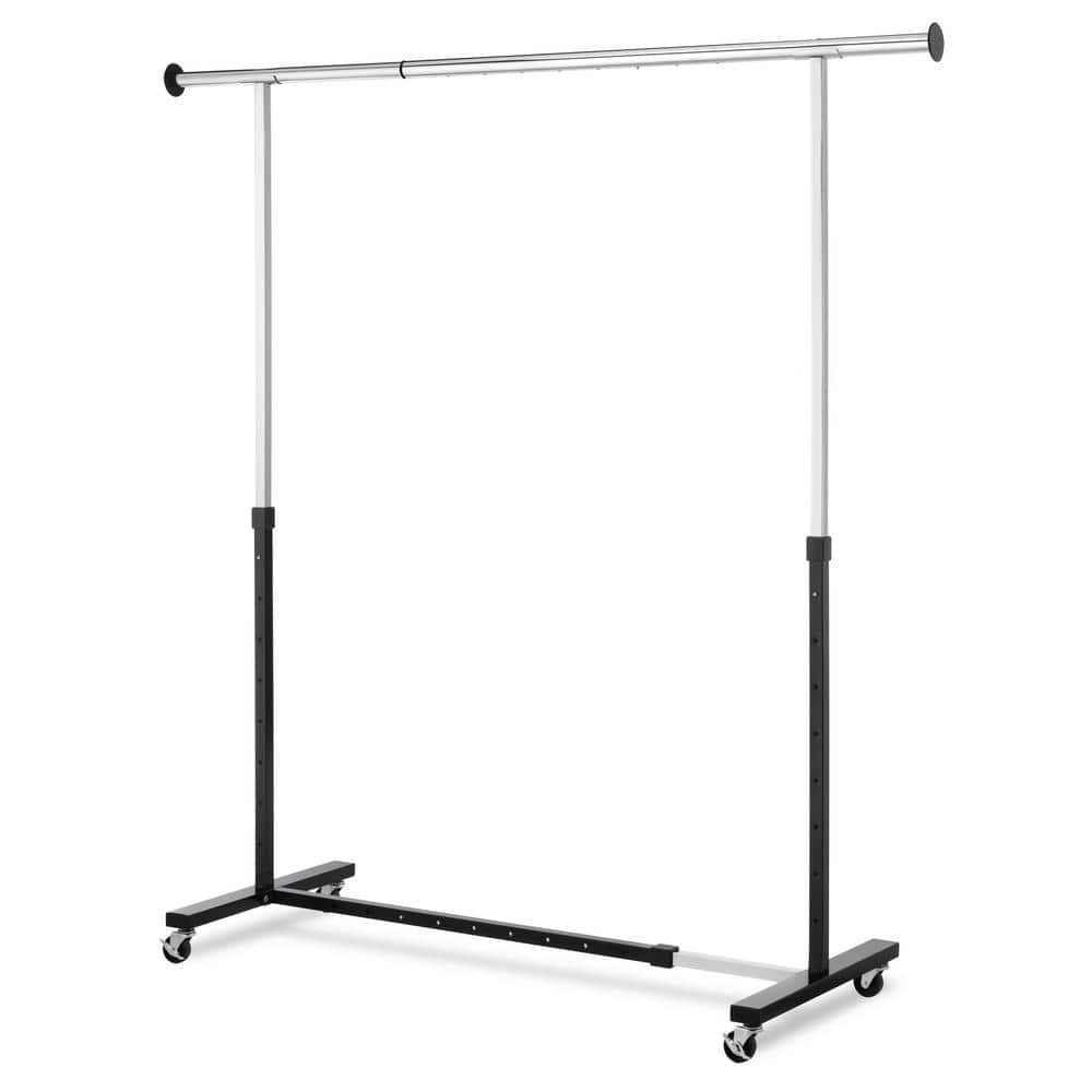 Whitmor Chrome/Black Steel Expandable Clothes Rack 74.4 in. W x 63.5 in ...