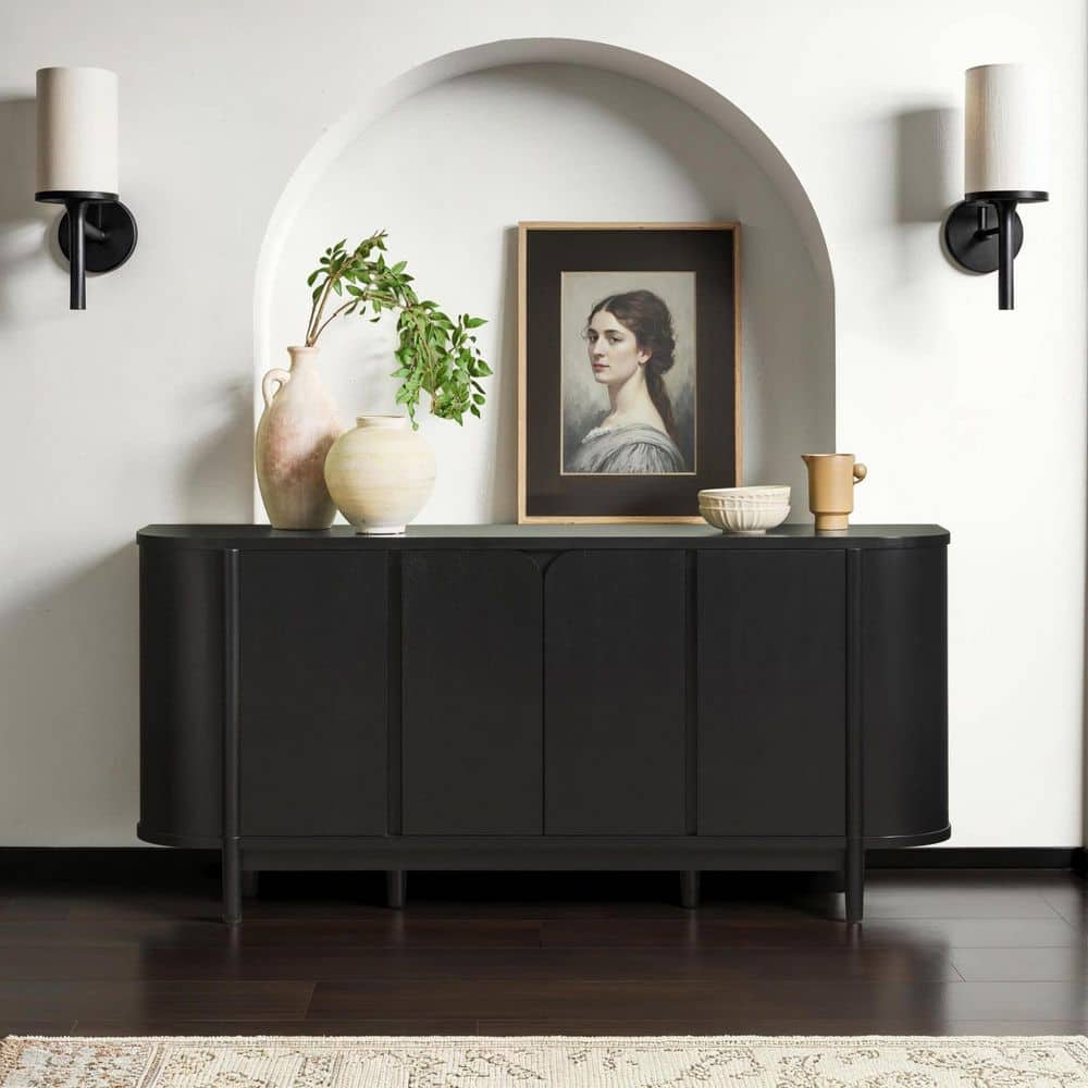 Walker Edison Furniture Company Modern Black MDF 70 in. Sideboard ...