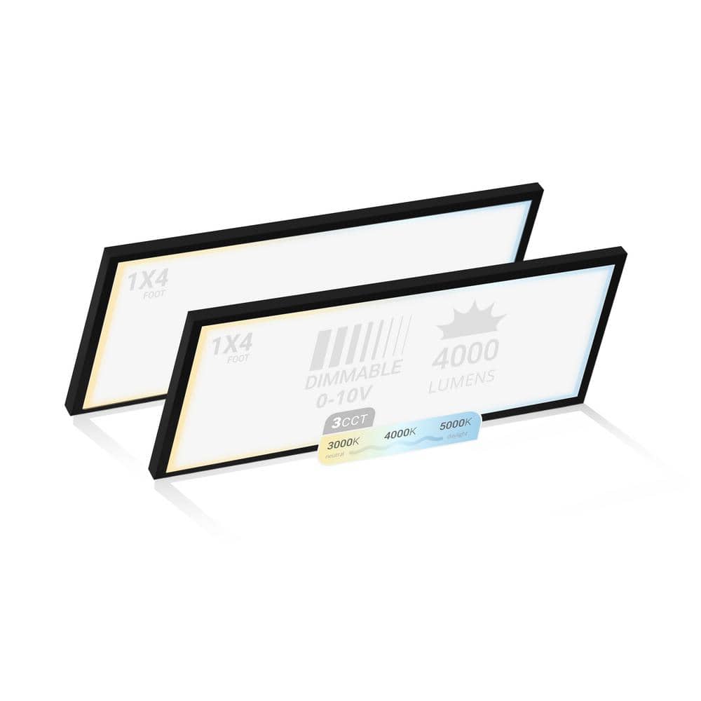 NuWatt 1 ft. x 4 ft. Surface Mount Integrated LED Panel, 120-277V, 3CCT 30K-50K Selectable, 0 ...