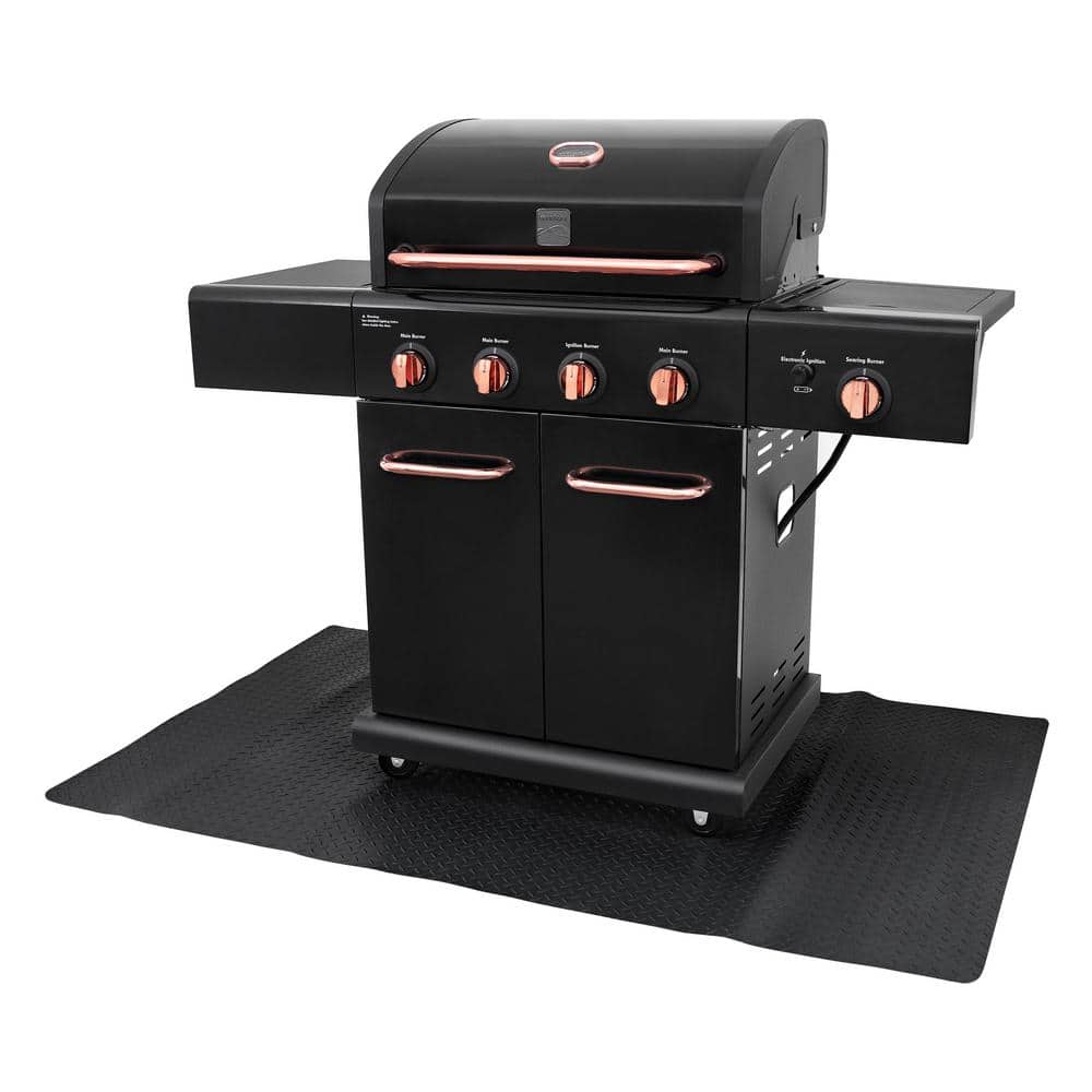 PERMASTEEL 65 in. x 39 in. Black Under-the-Grill Protective Deck and ...