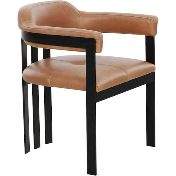 HOME IMPORTS EMPORIUM Black/Camel Brown Leather Upholstered Metal Frame ...
