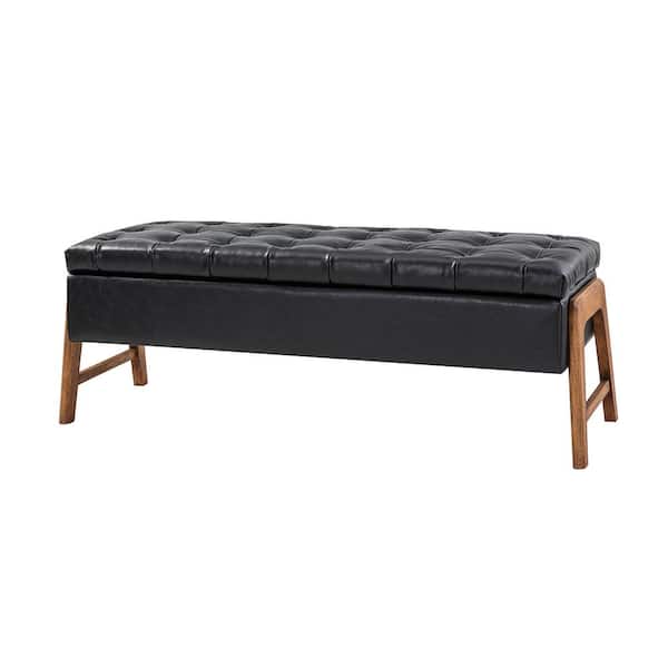 JAYDEN CREATION Irene 50 in. Wide Leather Storage Bench with Tufted ...