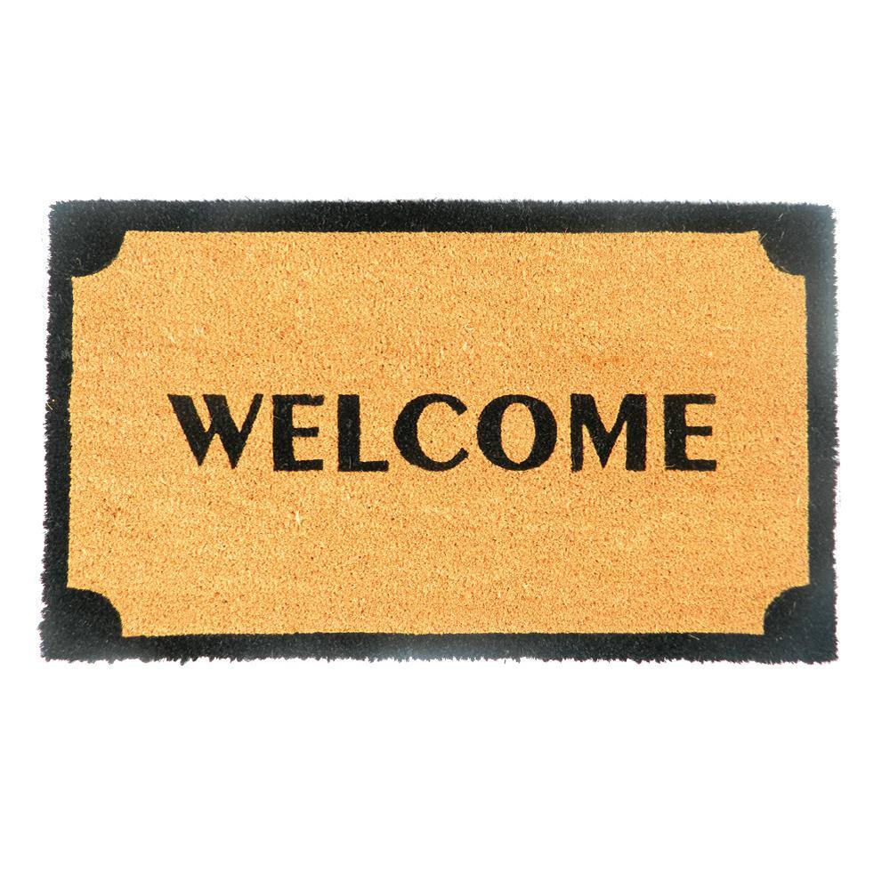 FIRST CONCEPT INC Welcome Natural 18 in. W x 30 in. L Coir Non-Slip ...