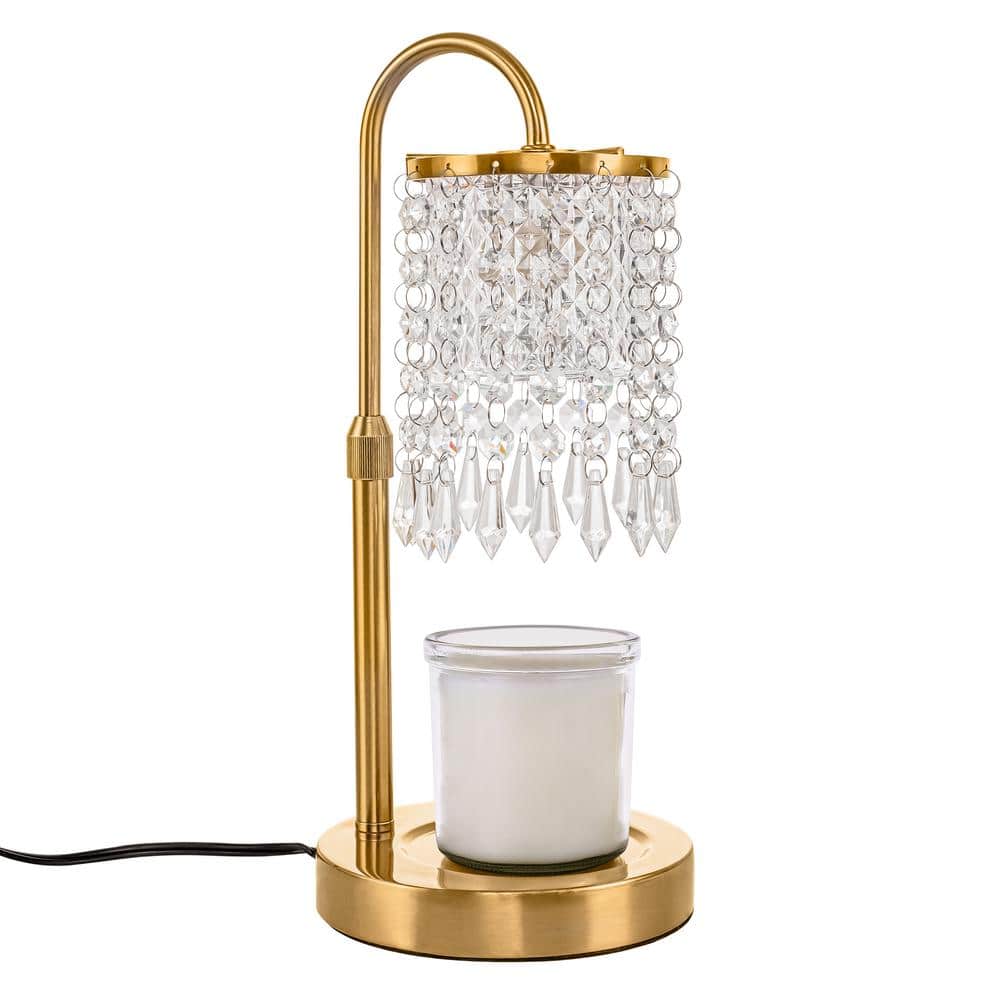 Briignite 11 in. 1-Light Brass Gooseneck Desk Lamp with Crystal Base ...