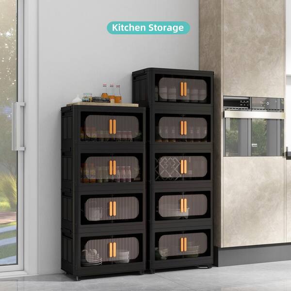 Cabinet Door Storage Bins 40.5 In. H Black Plastic Folding Storage