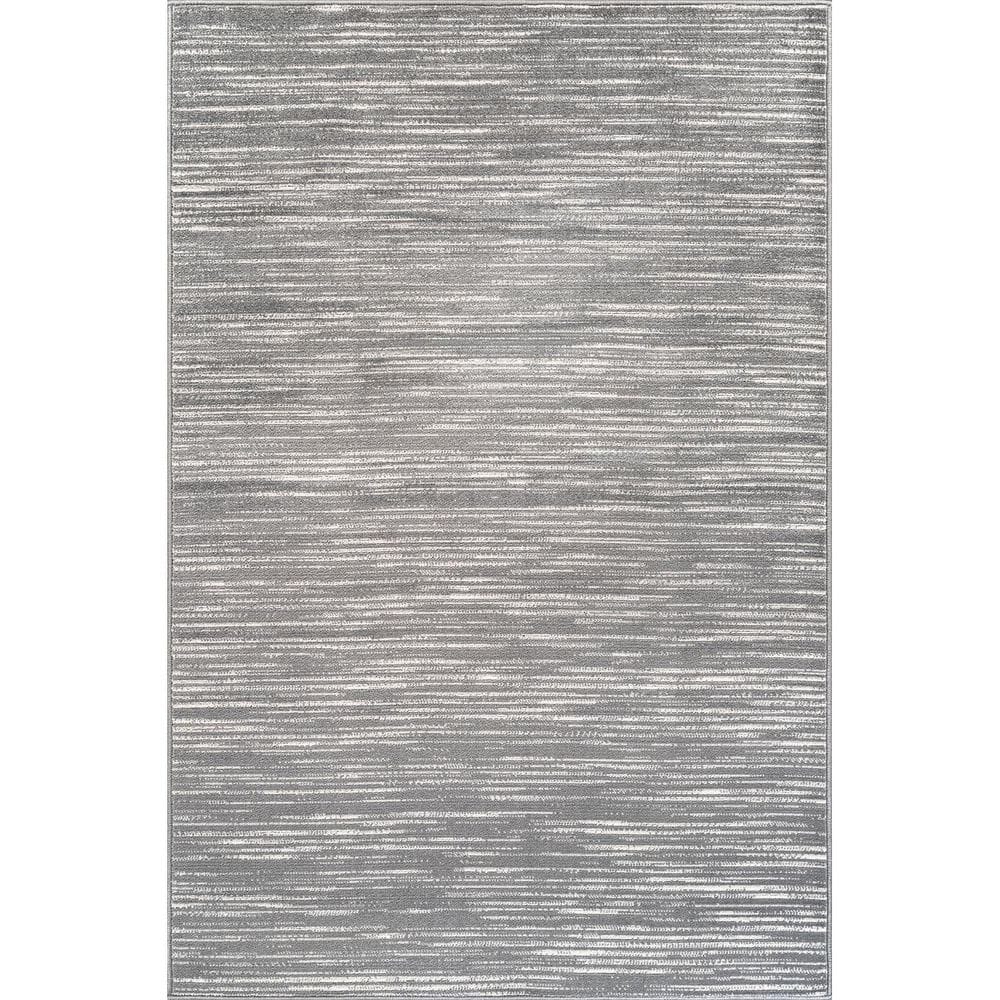 Beverly Rug Linea Gray 8 ft. x 10 ft. Rubber Back Washable Modern ...