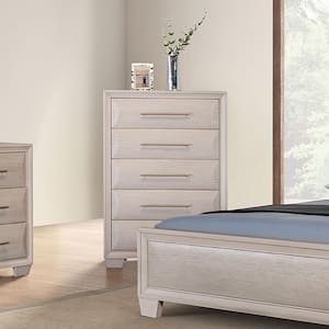 Furniture of America Ellington Modern Natural Oak 5-Drawer 40 in. Wide ...