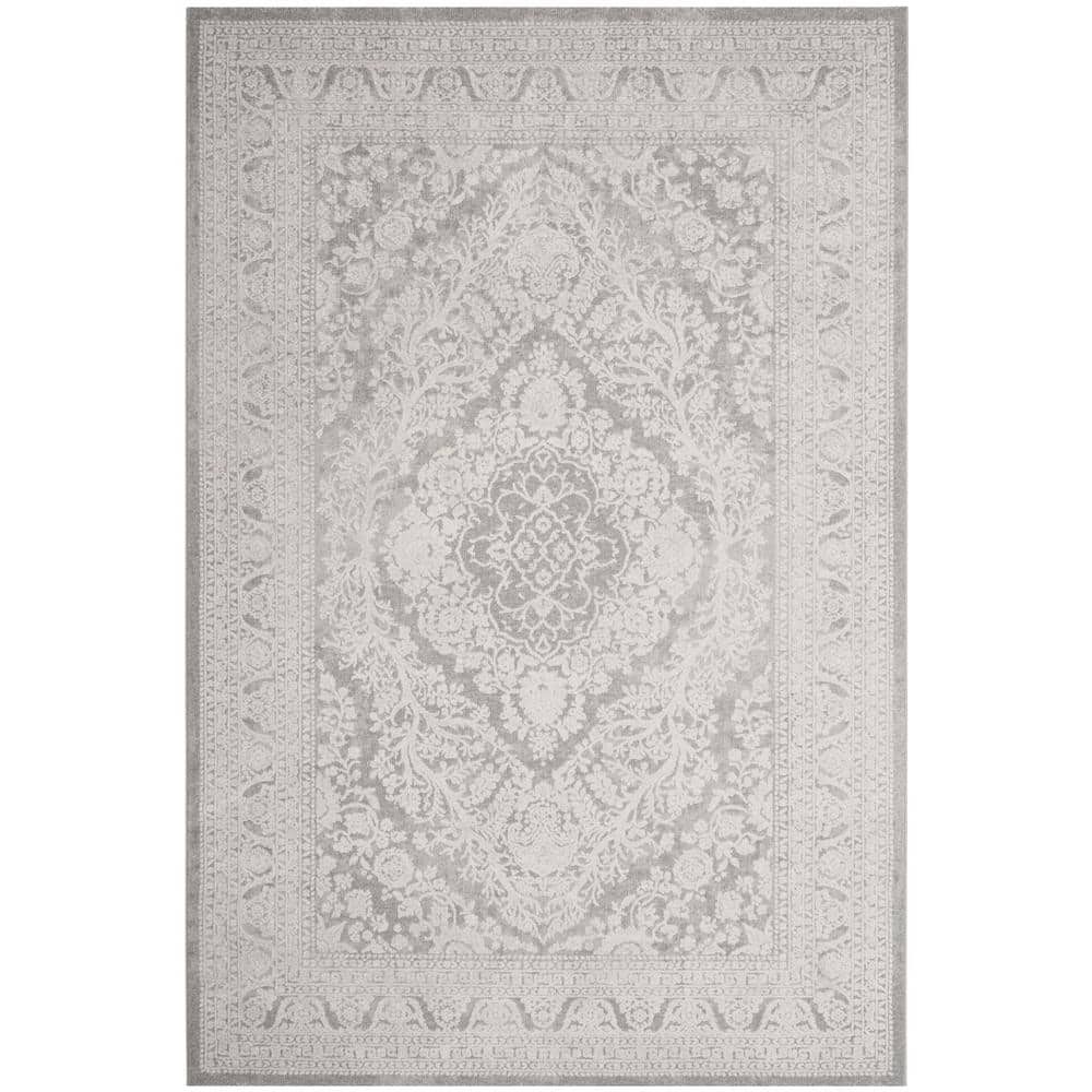 SAFAVIEH Reflection Light Gray/Cream 6 ft. x 9 ft. Border Area Rug ...