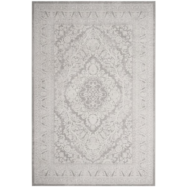SAFAVIEH Reflection Light Gray/Cream 6 ft. x 9 ft. Border Area Rug ...