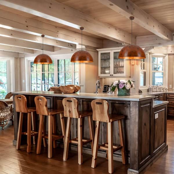 EDISLIVE Samuel 26 in. Distressed Bronze Dome Pendant Light 1061263 ...