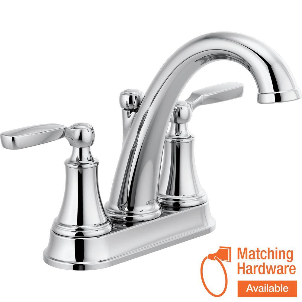 Delta Woodhurst 4 in. Centerset 2-Handle Bathroom Faucet in Chrome ...