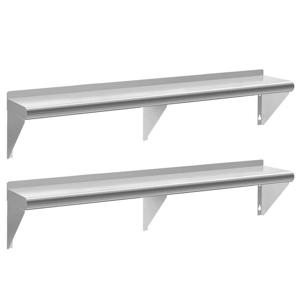 GOGEXX 72 in. W x 12 in. D Silver Commercial Metal Decorative Wall ...