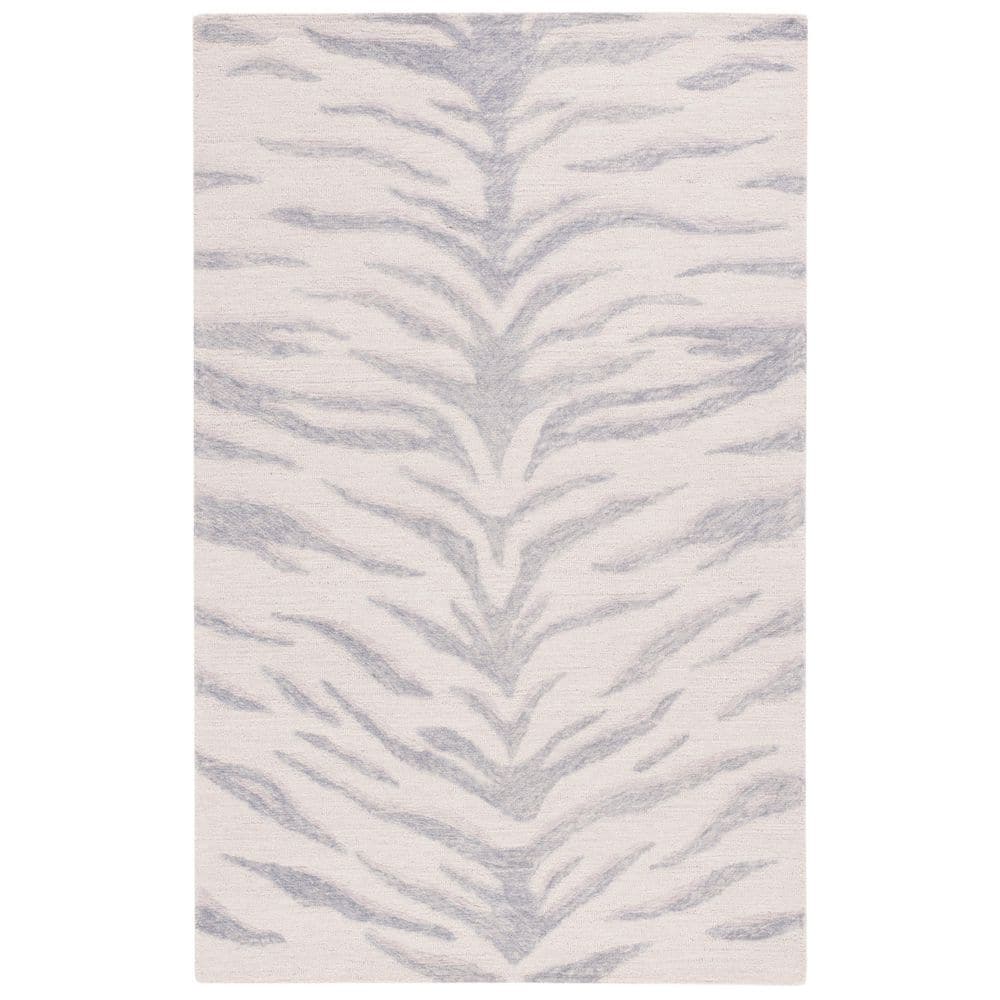 SAFAVIEH Ebony 8 ft. x 10 ft. Gray/Ivory Zebra Striped Area Rug EBN603F ...