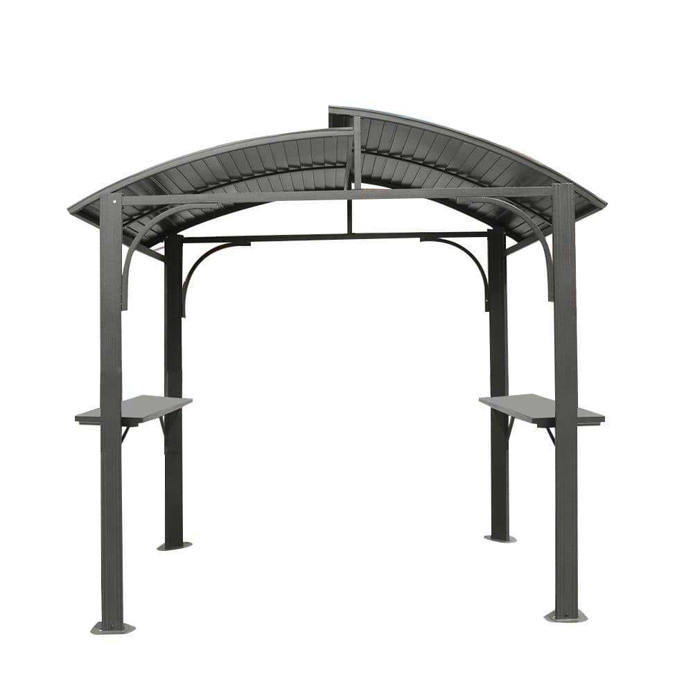 Sudzendf 8 ft. x 5 ft. Gray Arc Roof Outdoor Grill Canopy with Double ...