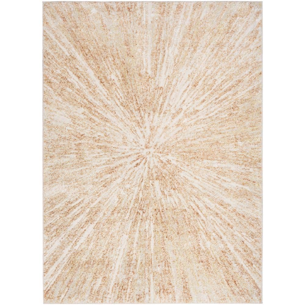 Nourison Ambiance Ivory Gold 5 ft. x 7 ft. Abstract Contemporary Area ...