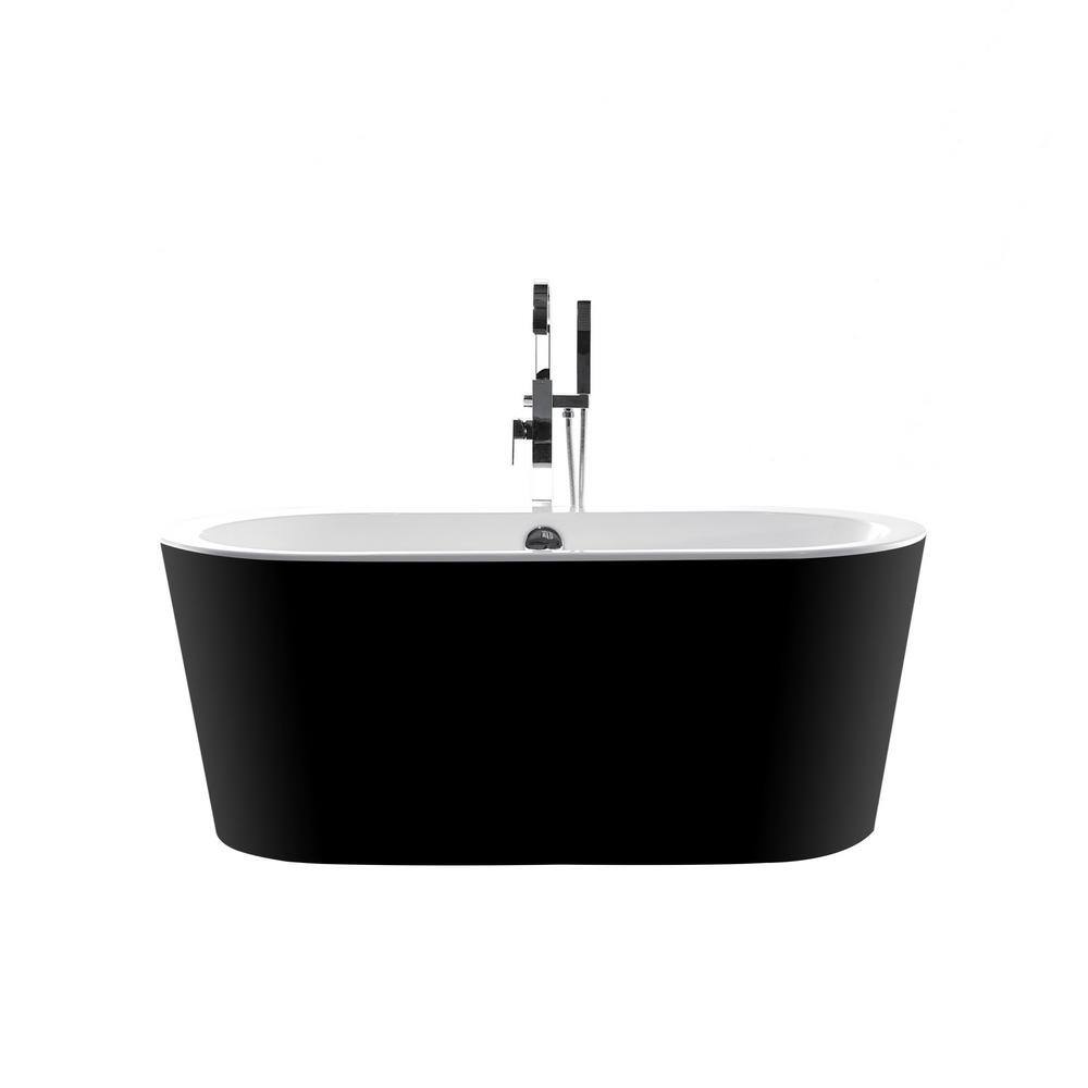 KINWELL 59 in. H Acrylic Flatbottom Non-Whirlpool Bathtub in Black UCKF ...