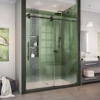 DreamLine Enigma Air 56 in. to 60 in. x 76 in. Frameless Sliding Shower Door in Brushed ...