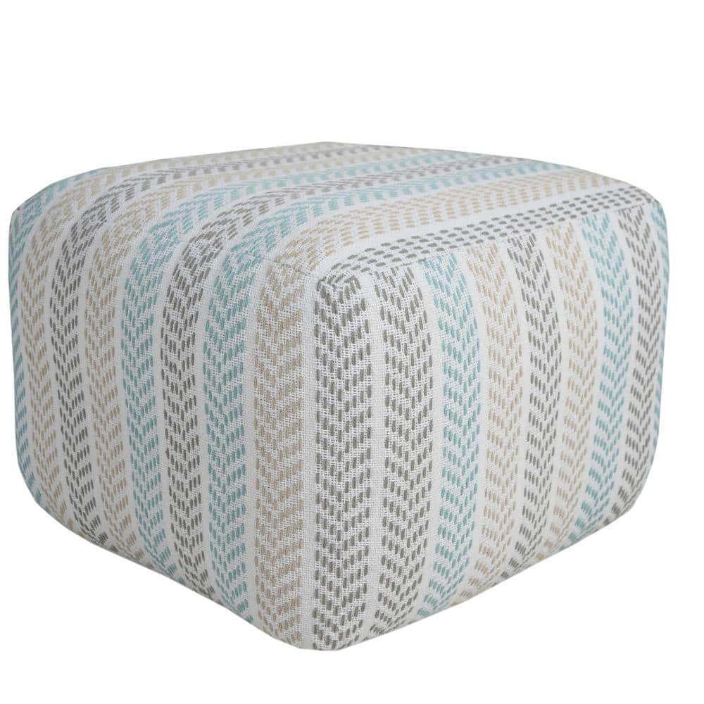 HomeRoots Amelia Blue Cotton Square Accent Ottoman 2000517858 - The ...