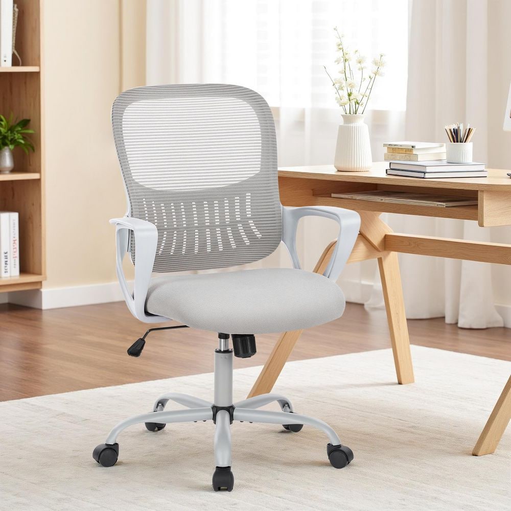 WONDER COMFORT Gray Ergonomic Office Mesh Computer Desk Swivel Task ...