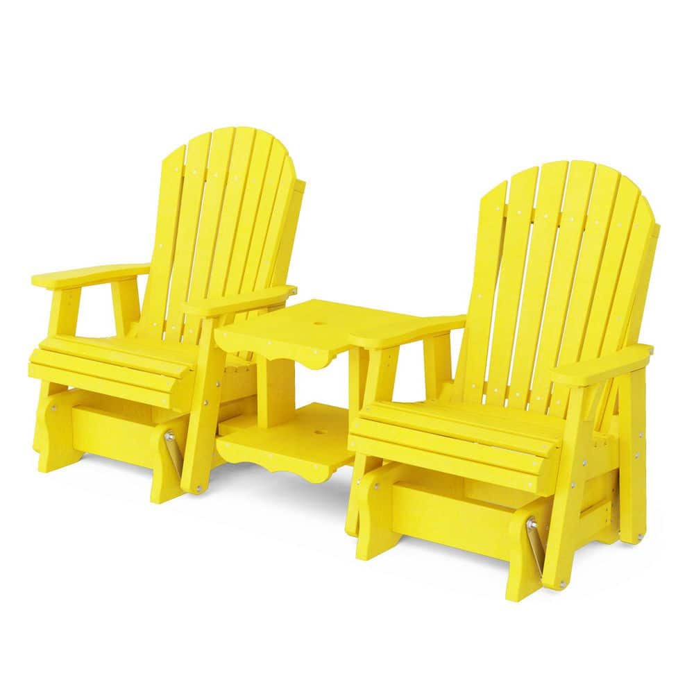 Wildridge Heritage 2-Person Lemon Yellow HDPE Plastic Outdoor Double ...