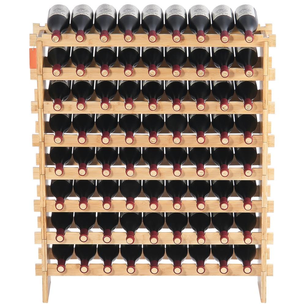 SVOPES 72-Bottle Wine Rack, 8-Tier Bamboo Wood Storage, Freestanding ...