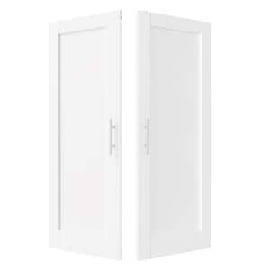 TENONER 48 in. x 80 in. Solid Wood & MDF, 2-Panel, White Primed, Pantry ...