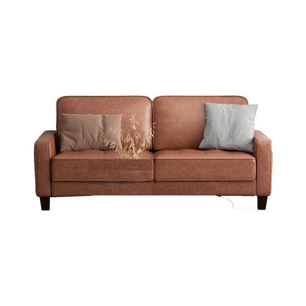 ANBAZAR 70 in.W Square Arm Fabric Techno, Modern Straight Sofa with ...