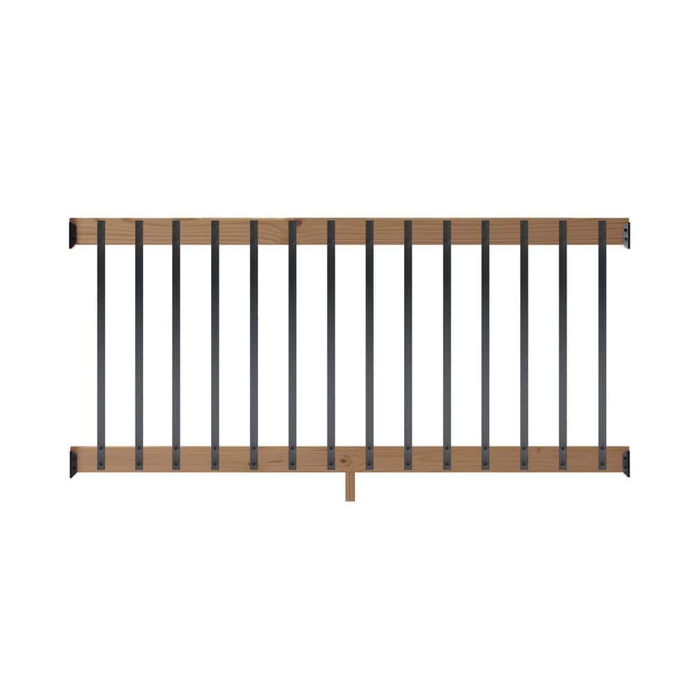 ProWood 6 ft. Walnut-Tone Southern Yellow Pine Rail Kit with Aluminum ...