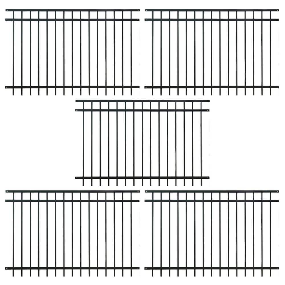 Fencer Wire 4 ft. x 6 ft. Heavy Duty Flat Top Metal Fence Panel, Anti-Rust Decorative Garden ...