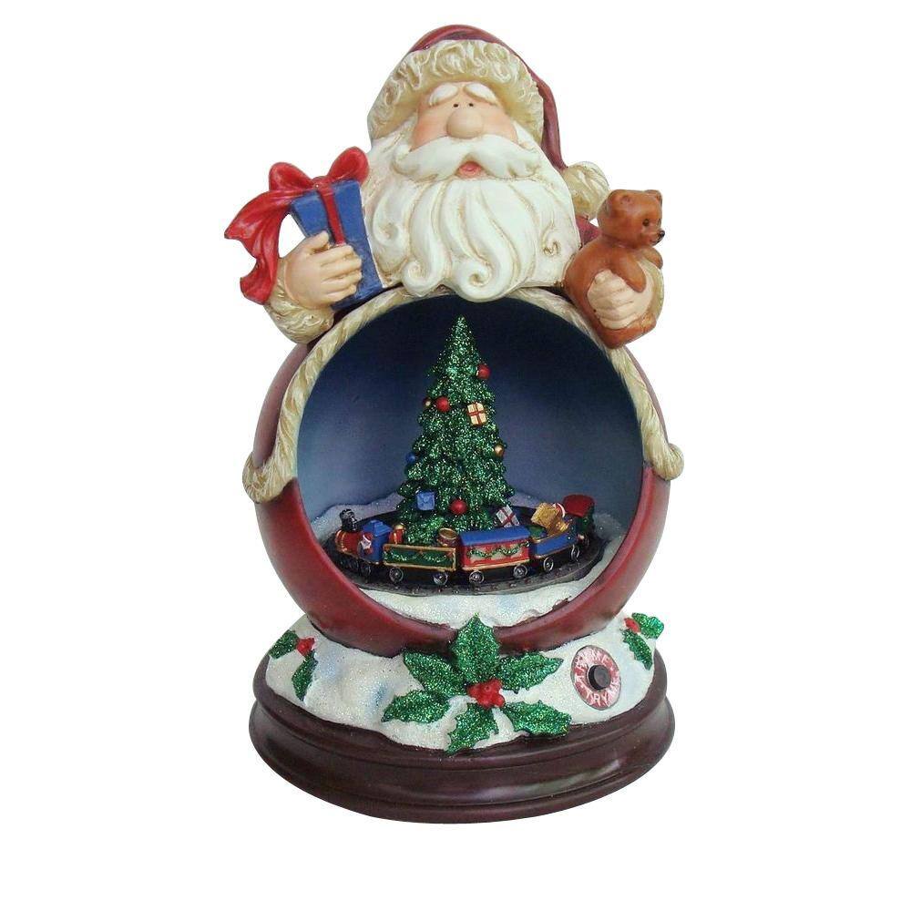 Home Accents Holiday 8.5 in. LED Santa with Animated Scene NM X12240AA - The Home Depot