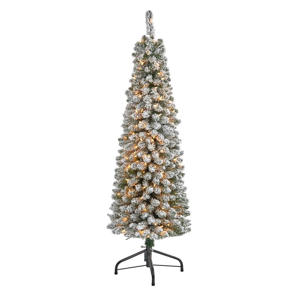 Reviews for Nearly Natural 5 ft. Flocked Pencil Artificial Christmas ...