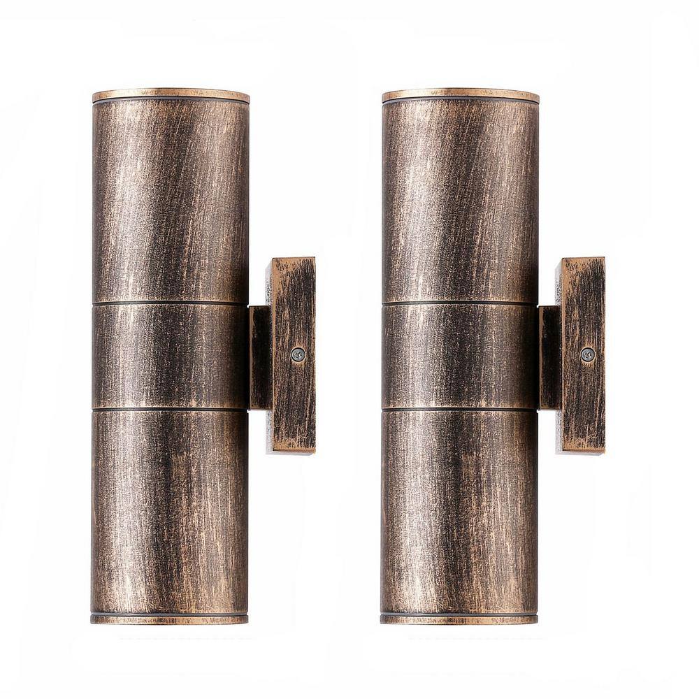 HKMGT Bronze Outdoor Hardwired Cylinder Light Lantern Sconce with ...