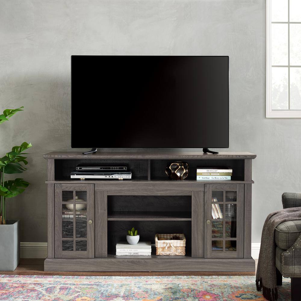 Clihome Classic Dark Walnut Color TV Media Stand Entertainment Center ...