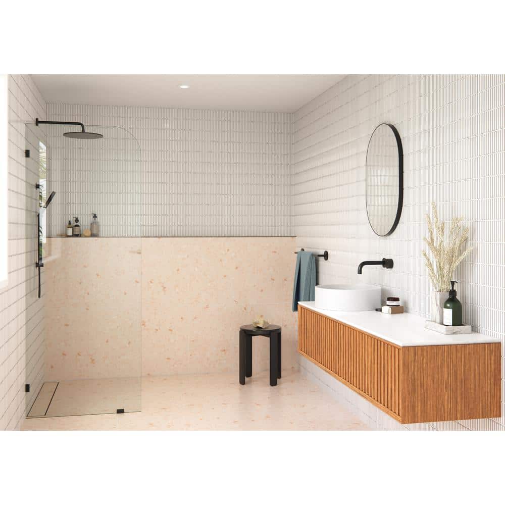 Glass Warehouse 36 in. W x 78 in. H Single Panel Radius Fixed Frameless ...