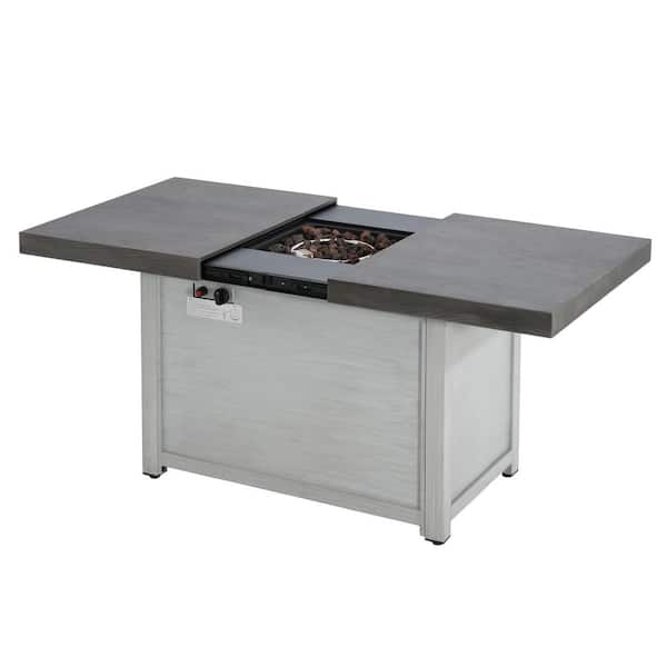tatayosi Extendable Rectangle Aluminum Alloy Fire Pit Table, 50,000BTU ...